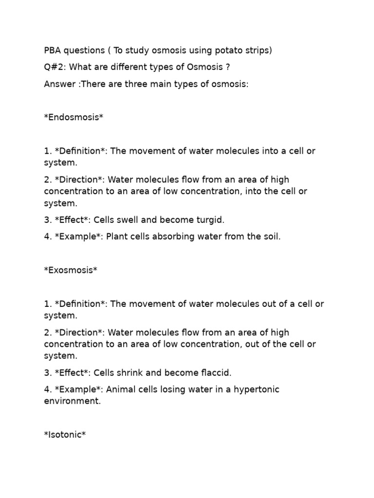 Types of Osmosis and Plant Reproduction | PDF | Osmosis | Sexual ...
