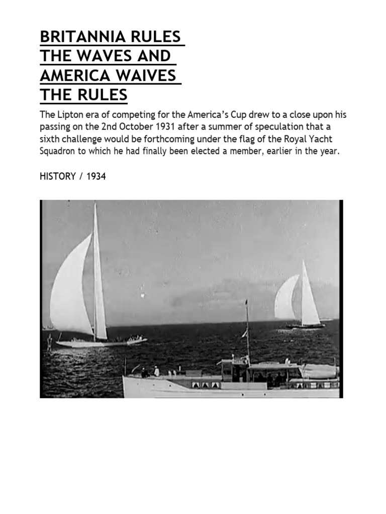 Britannia Rules the Waves and America Waives the Rules - 37th America's ... Britannia Rules the Waves and America Waives the Rules - 37th America's ...