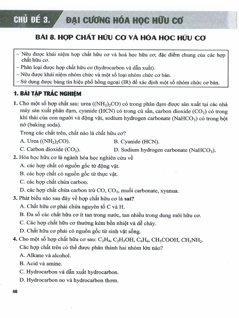 (TỜ 08) Chủ Đề 3. Dại Cương Hóa Học Hữu Cơ - BT PTNL Hóa 11 | PDF
