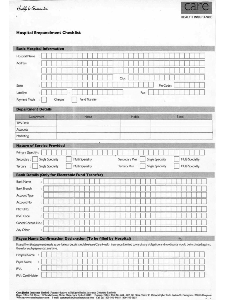 Hospital Checklist for Care | PDF
