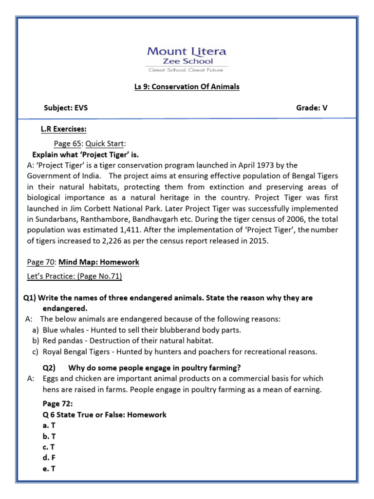 Grade 5 - EVS - Ls 9 Conservation of Animals - 24-25 | PDF | Endangered ...