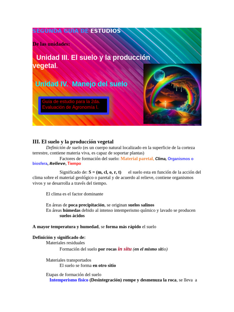 2da guia 2do exam agronI noviembre2024 | PDF | Suelo | Meteorización