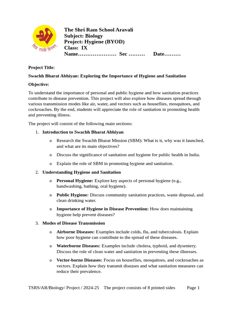 Cl9 Bio Project Hygiene 2024-25 | PDF | Malaria | Public Health