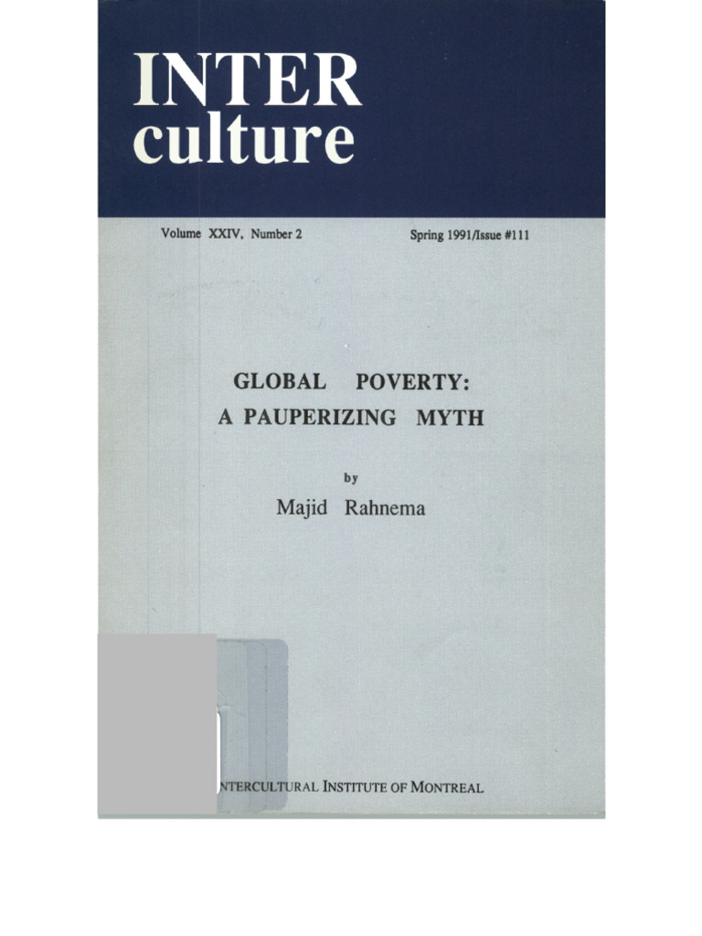 Global Poverty a Pauperizing Myth - Majid Rahnema | PDF | Poverty ...