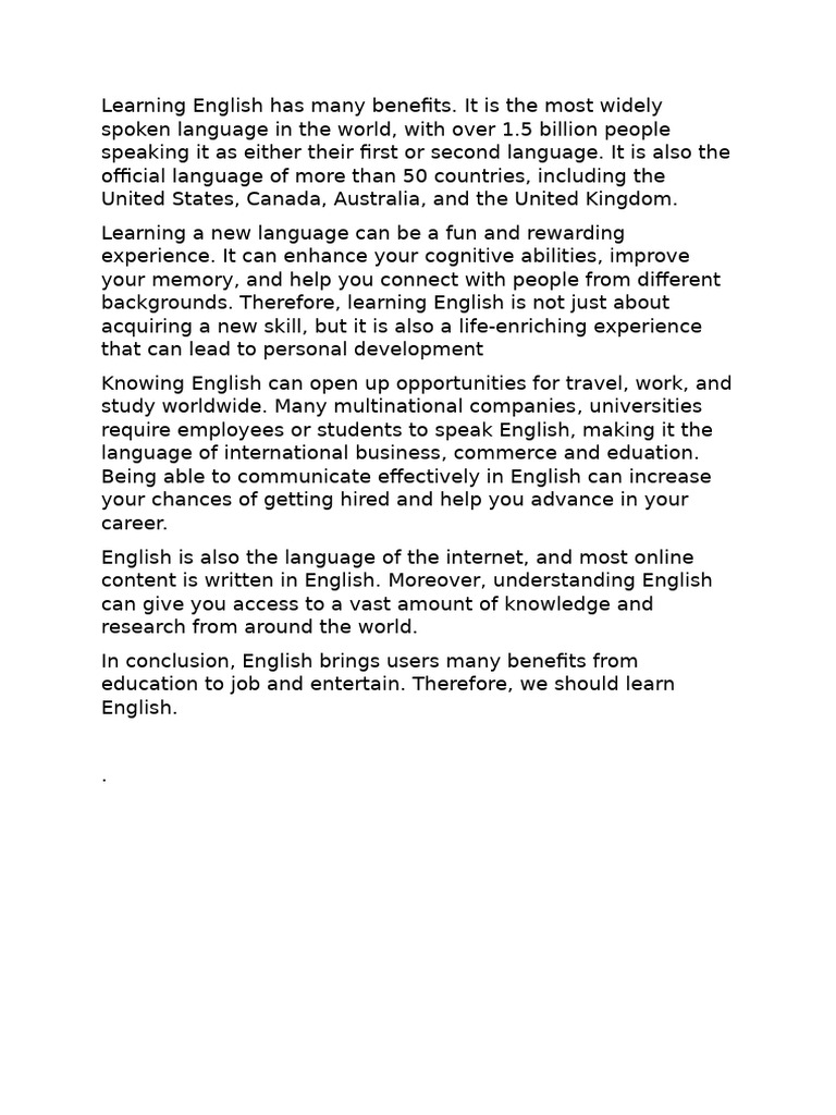 Benefits of Learning English | PDF