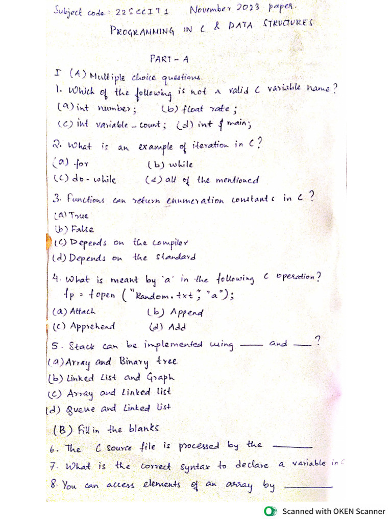 C&ds University Paper Part A | PDF