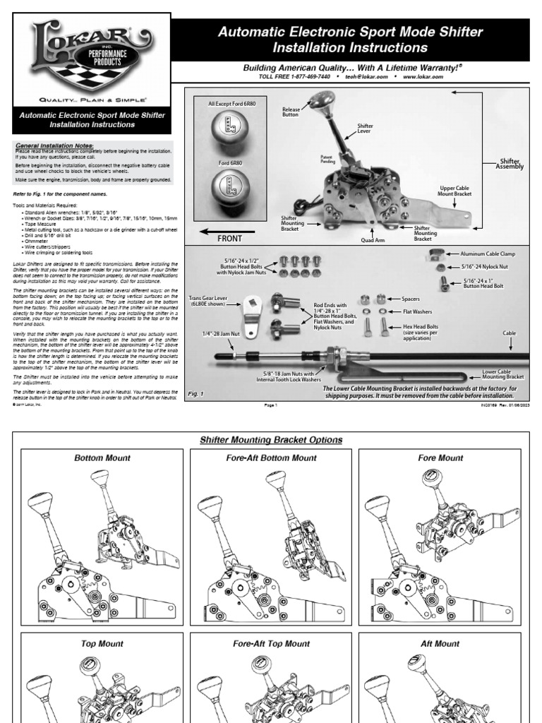 INS0169 Electronic Sport Mode Shifter | PDF | Manual Transmission | Switch
