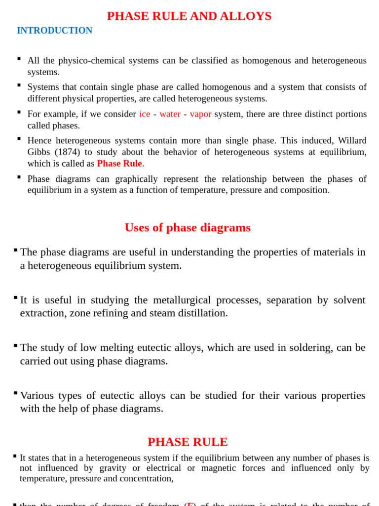 Phase Rule and Alloys 2021 | PDF | Phase (Matter) | Phase Rule