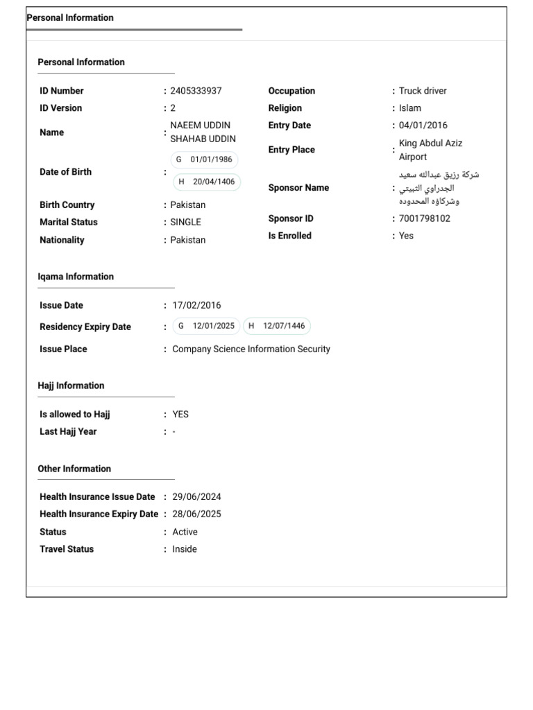 Personal Information | PDF