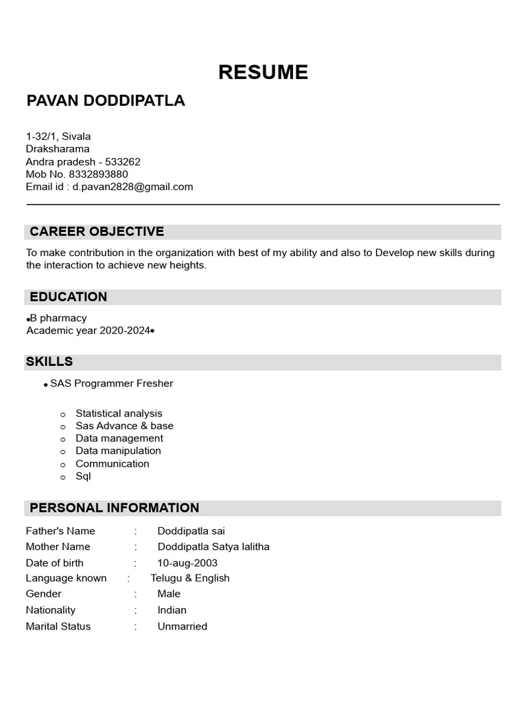 Pavan Resume | PDF