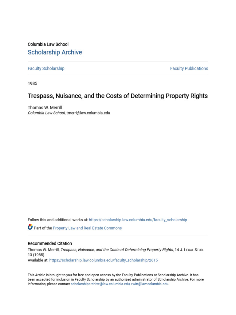 Trespass vs Nuisance: Property Rights Analysis | PDF | Trespass | Nuisance