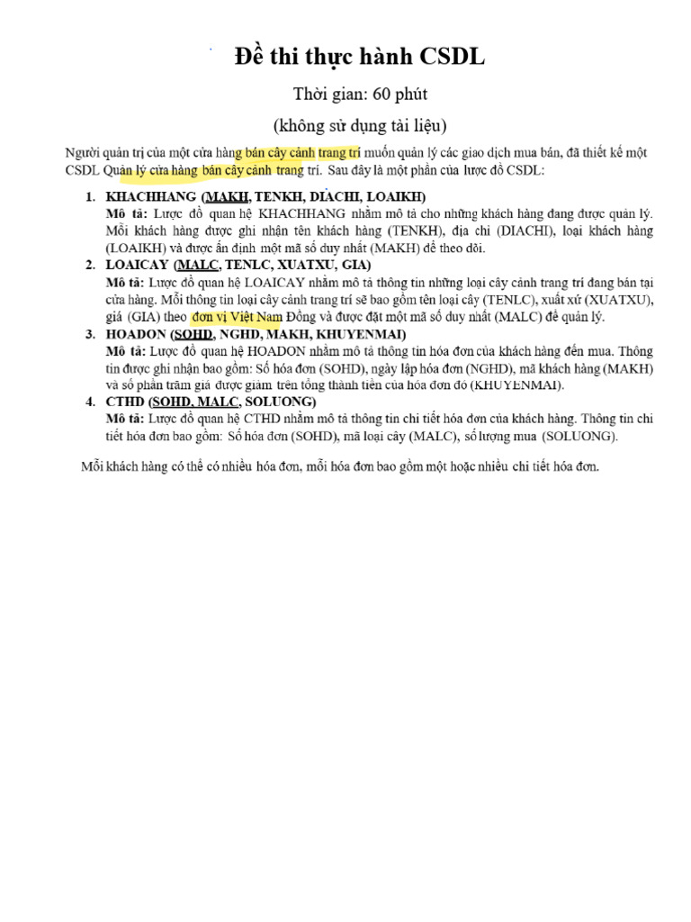 ThamKhao Dethi TH CSDL 2024 1210 | PDF