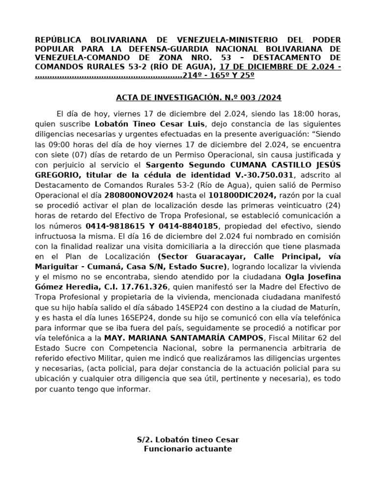 ACTA POLICIAL | PDF | Gobierno