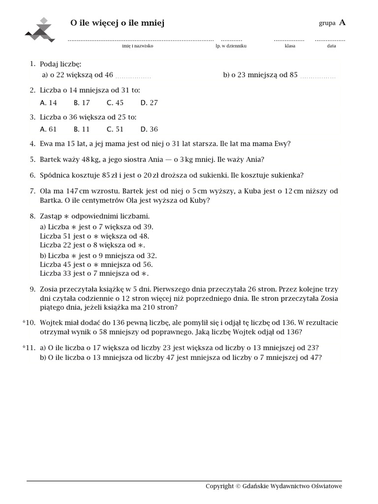 2 O Ile Więcej o Ile Mniej | PDF