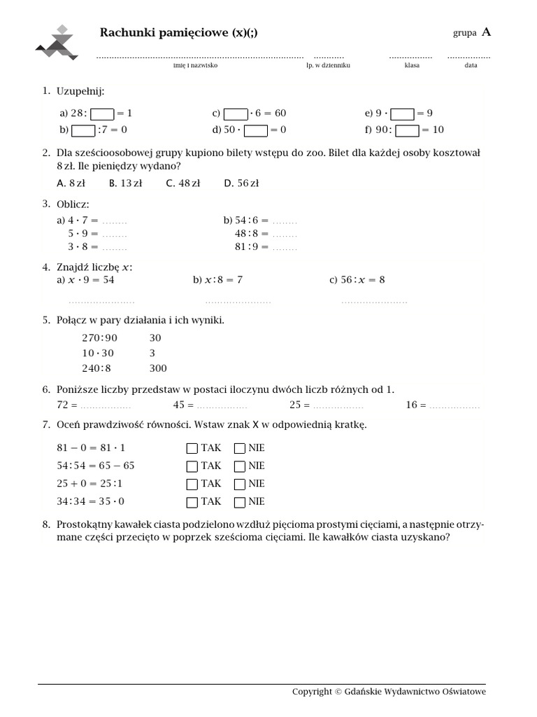 3 Rachunki Pamięciowe (X) ( ) | PDF
