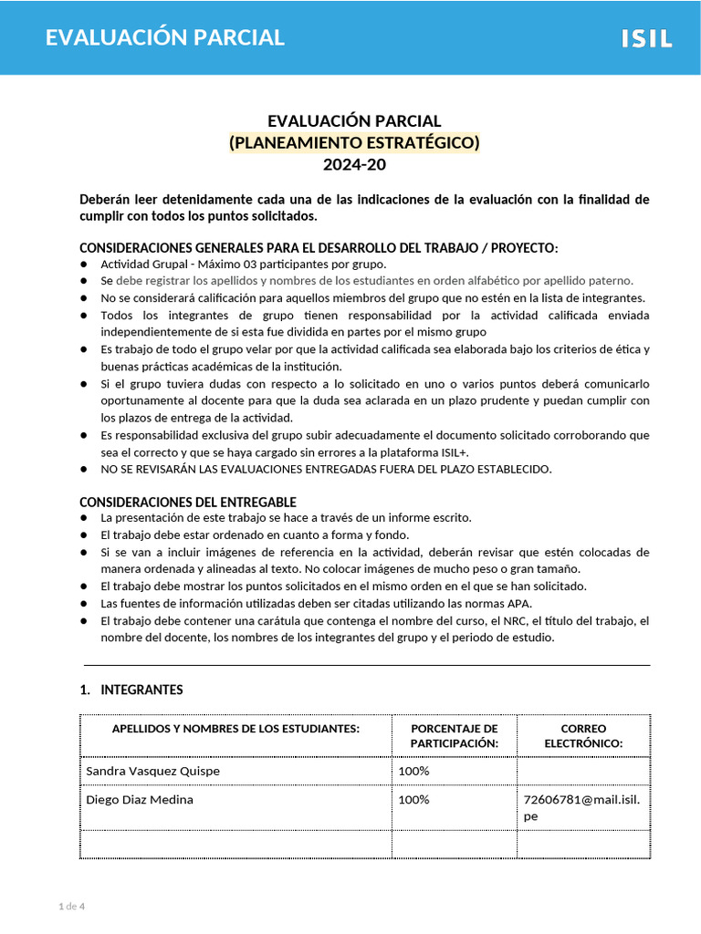 Ev.PARCIAL PLANEAMIENTO ESTRATEGICO (3) | PDF | Mercado (economía) | Marketing