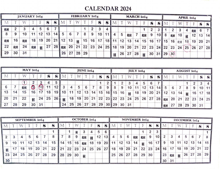 2024 Yearly Calendar Overview | PDF