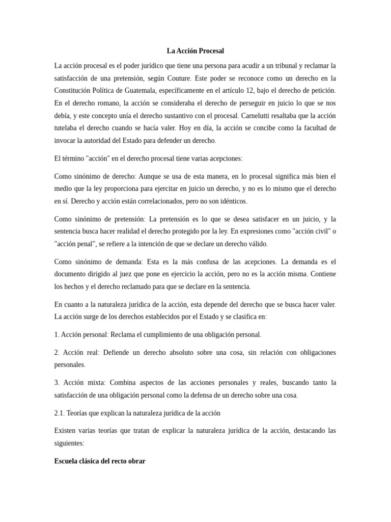 Acción Procesal | PDF | Ley procesal | Jurisdicción