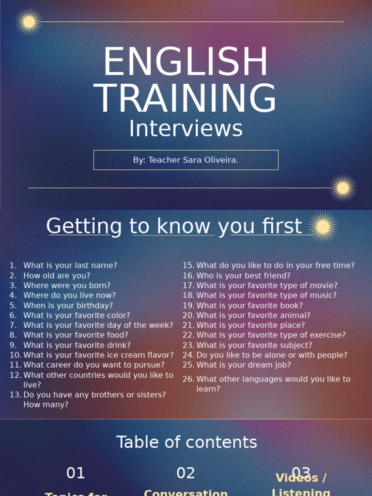 English Class - Interviews Practice | PDF | Human Communication