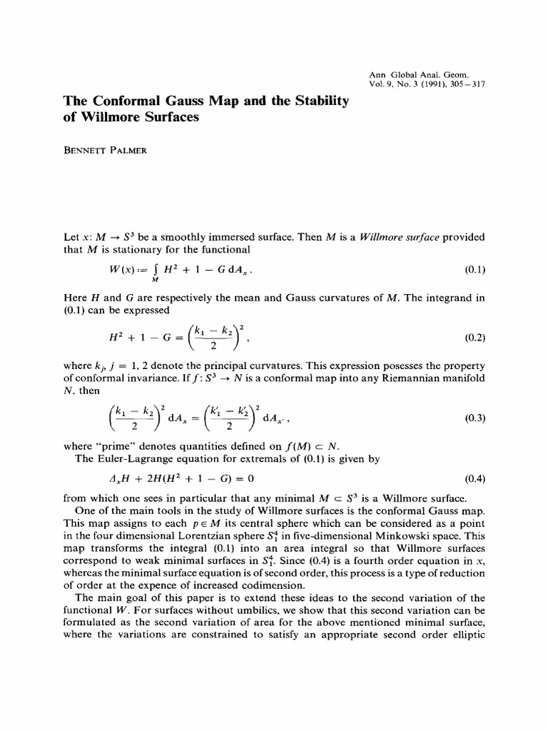 The Conformal Gauss Map and the Stability of Willmore Surfaces | PDF ...