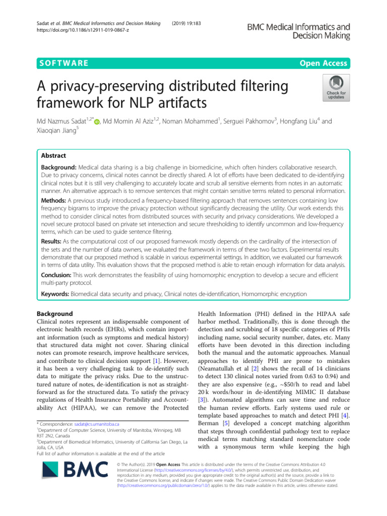 A Privacy Preserving Distributed Filtering Framework For Nlp 30r6g0qti3 Pdf Encryption