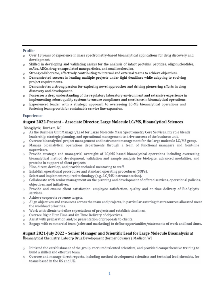 Expert CV | PDF | Liquid Chromatography–Mass Spectrometry | Metabolomics
