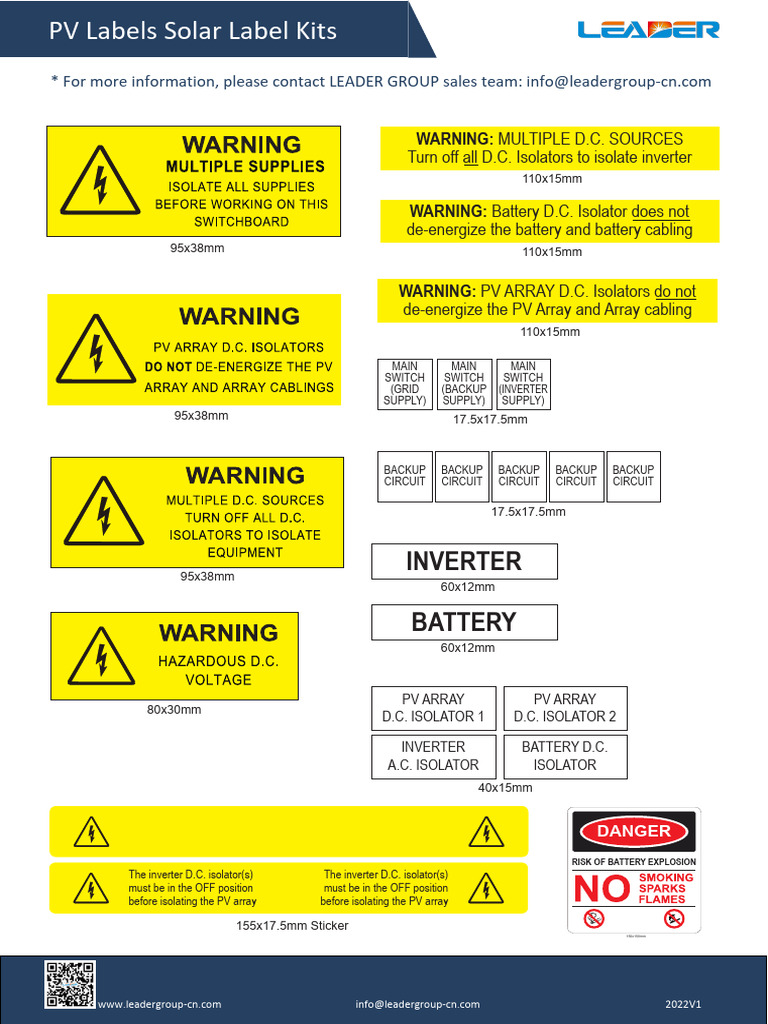 Specifications-Of-PV-Labels-Solar-Label-Kits-2022V1 | PDF | Power ...