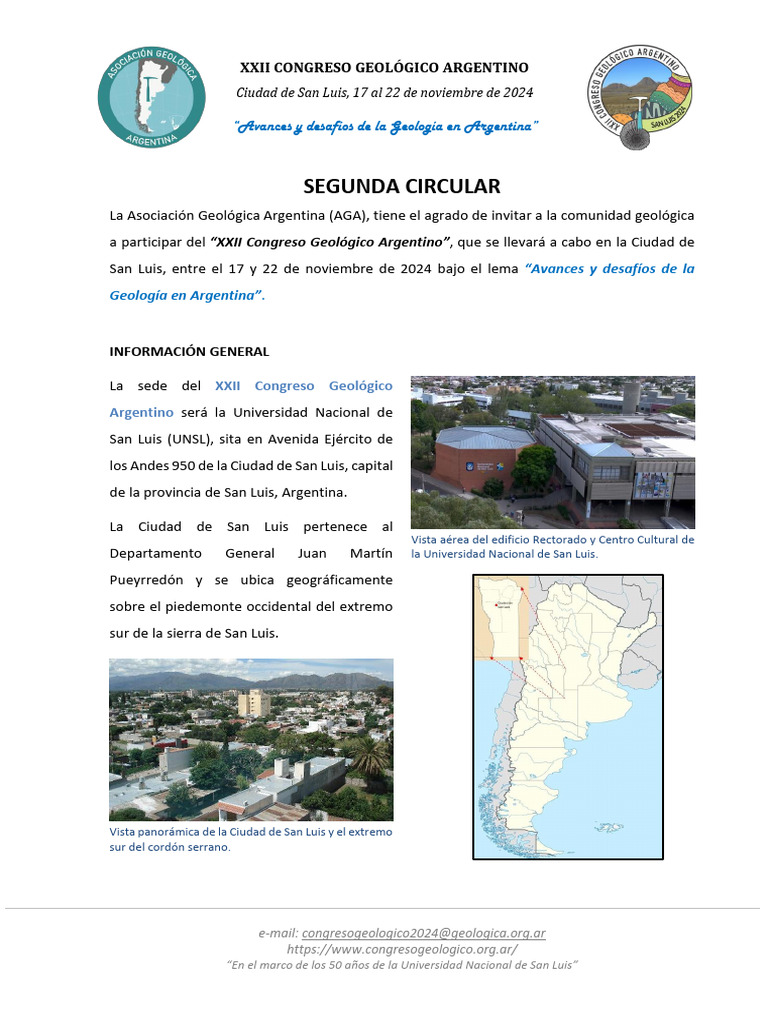 Segunda Circular XXII CGA | PDF | Geología | Ciencias de la Tierra