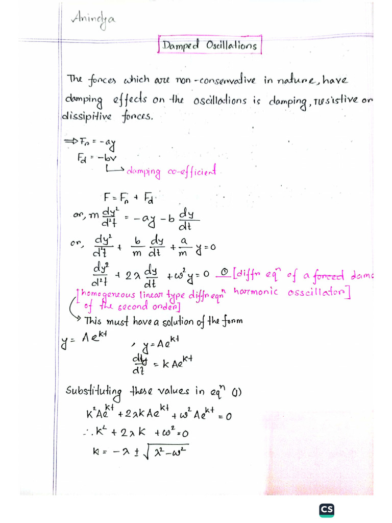 Damped Oscillations and Forced Oscillations Chotha | PDF