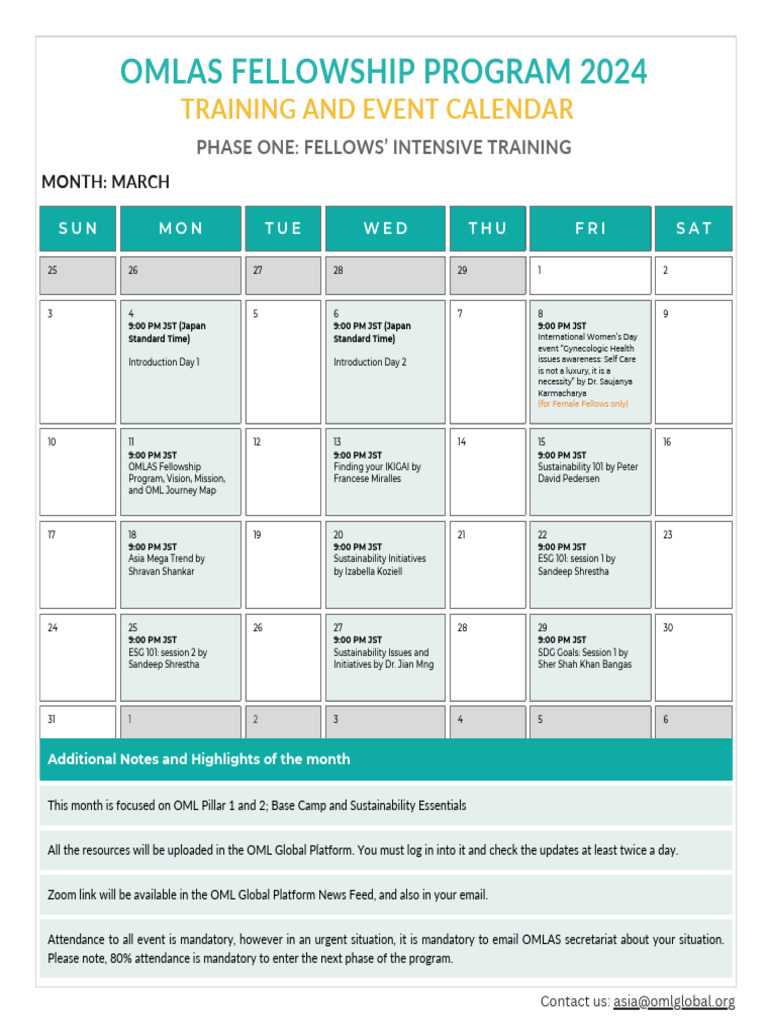 OMLAS Calendar - March-April 2024 | PDF | Sustainability | Economy And ...