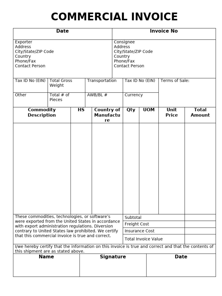 Commercial Invoice 04-22-07 | PDF