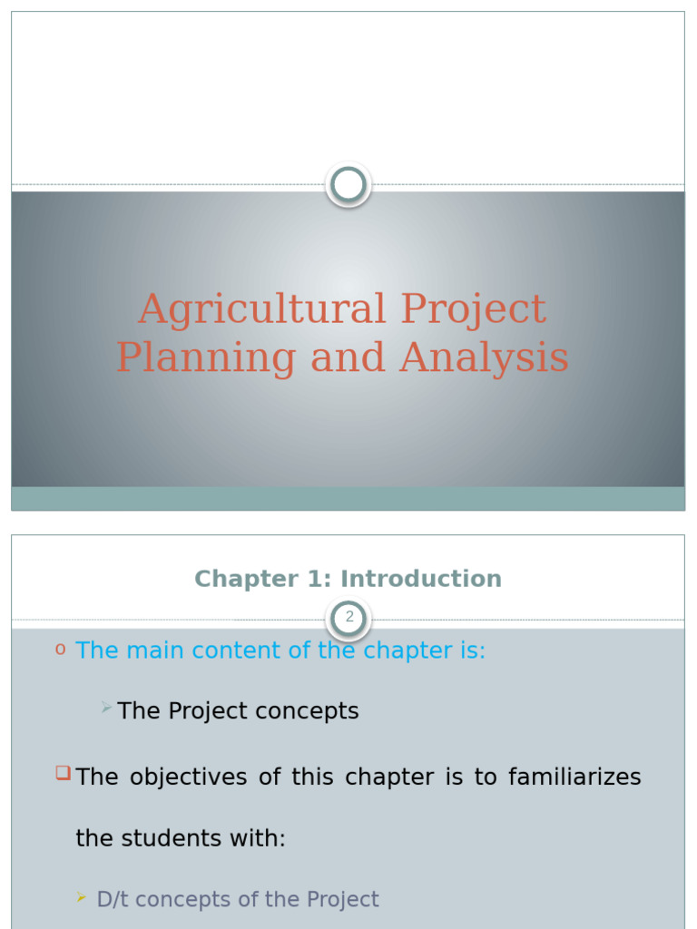 Agricultural Project Planning Guide | PDF | Project Management | Economics