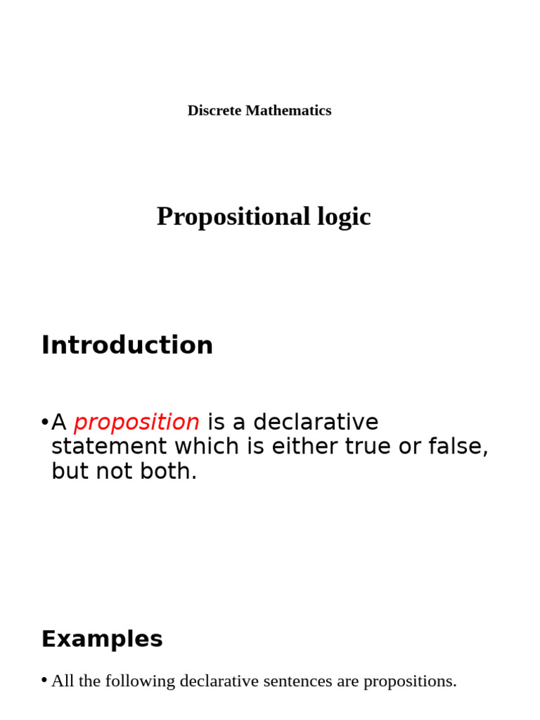 1 - DM - Introduction To Propositional Logic | PDF | Proposition | Logic