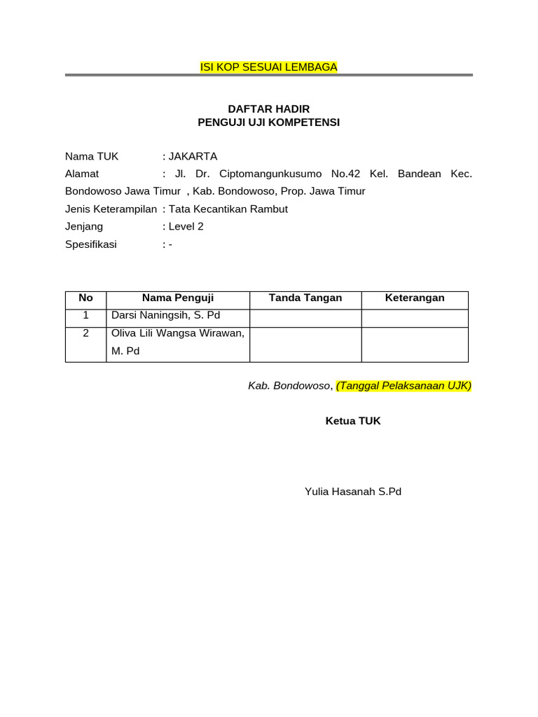Presensi Penguji | PDF