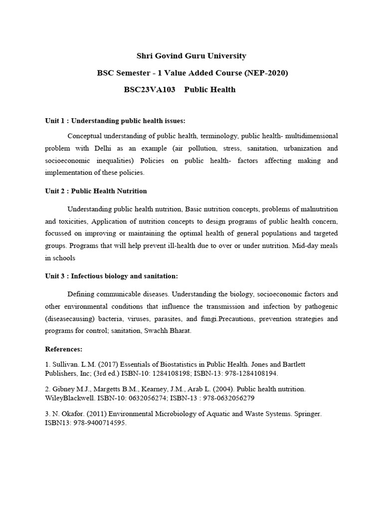 Vac Public Health Sem 1 | PDF