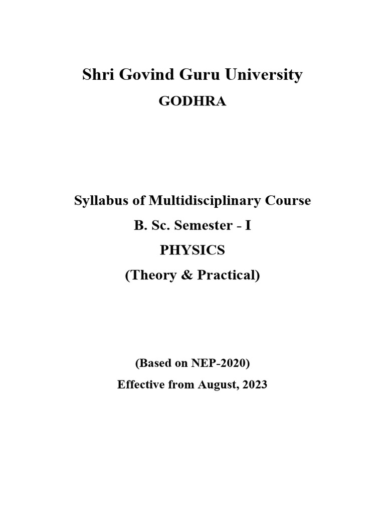 Physics MDC Sem 1) | PDF