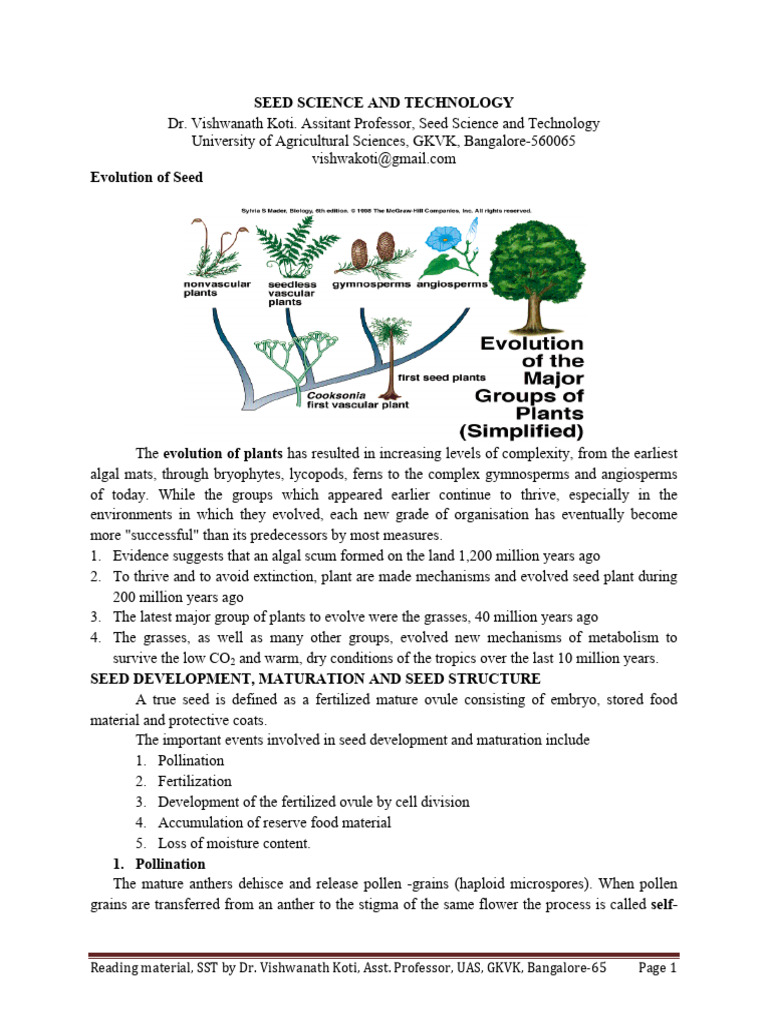 Seed Science Technology Ug Notes | PDF | Seed | Germination