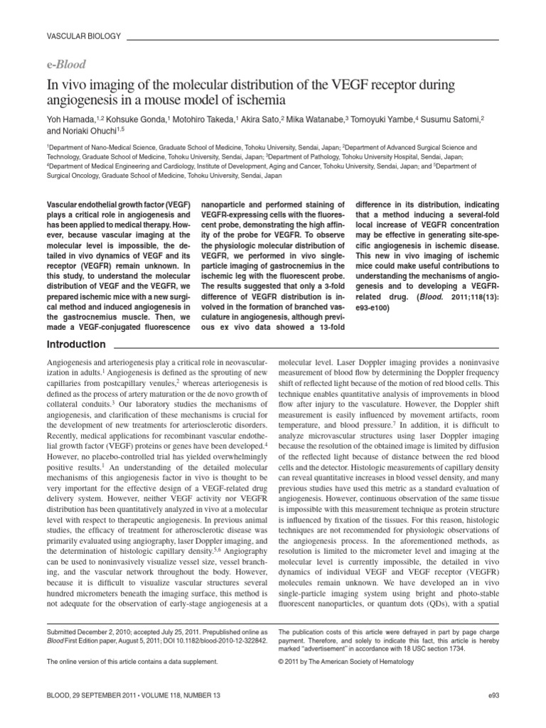 In Vivo Imaging of The Molecular Distribution of The VEGF Receptor ...
