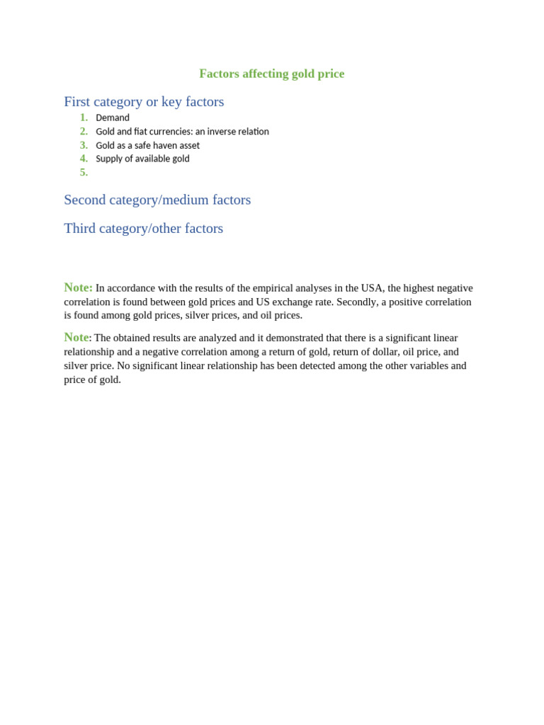 Factors Influencing Gold Prices | PDF