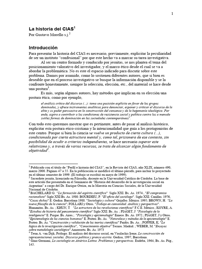 Perfil e Historia Del CIAS | PDF | Ciencias Sociales | Sociología