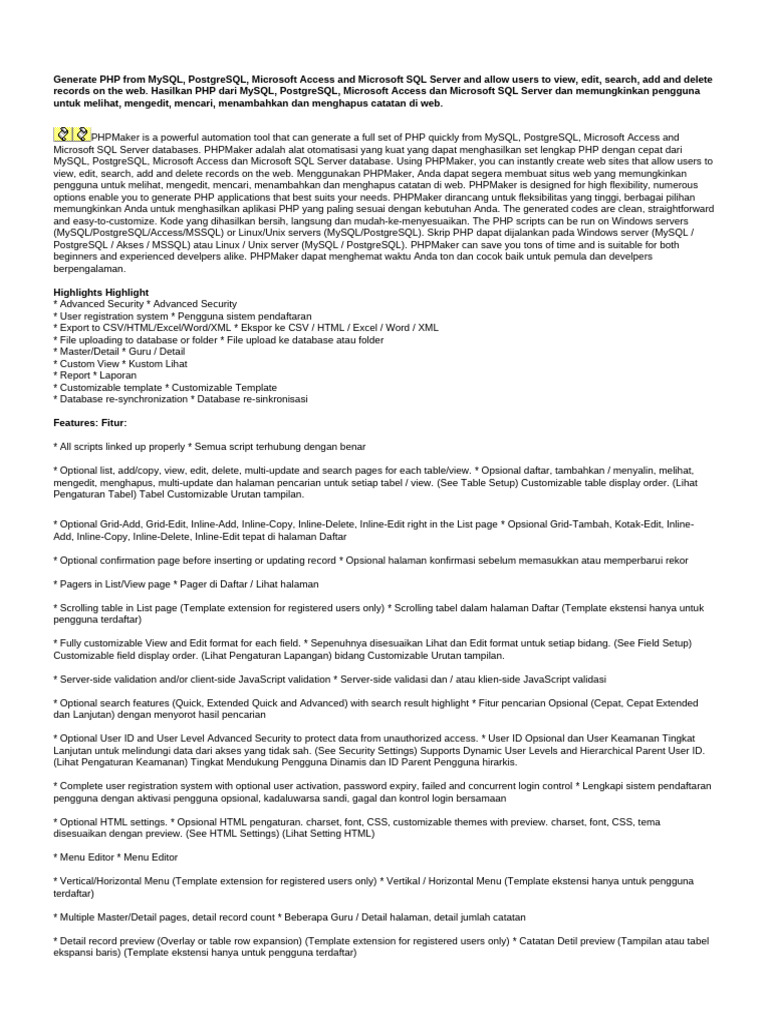 Generate PHP From MySQL | PDF