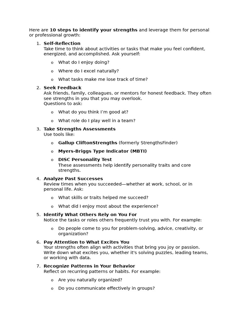 Here are 10 steps to identify your strengths | PDF | Creativity ...