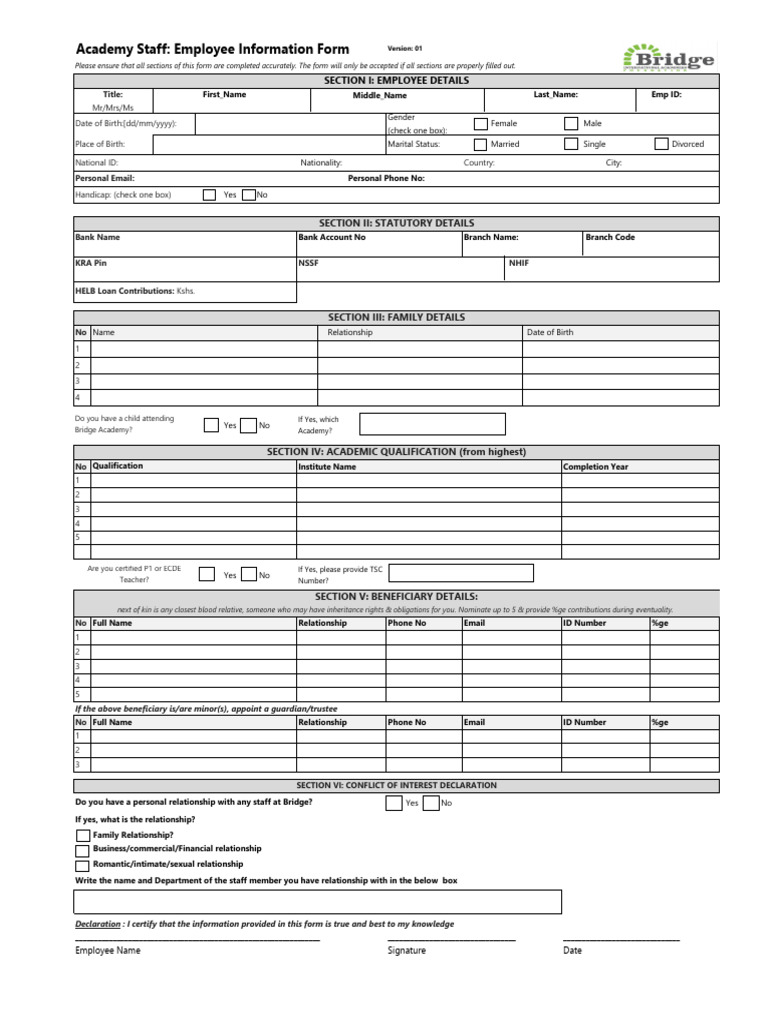 Employee Information Form for Academy Staff | PDF | Justice | Crime & Violence