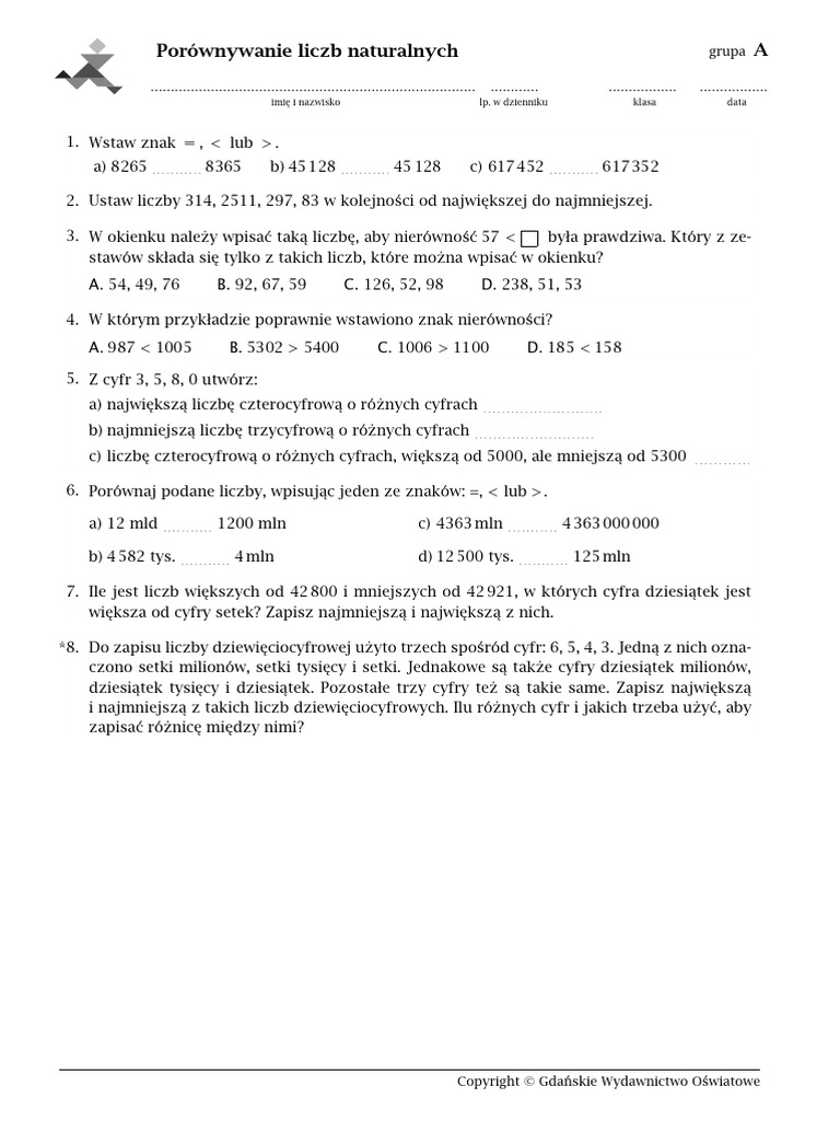 2 Porównywanie Liczb Naturalnych | PDF