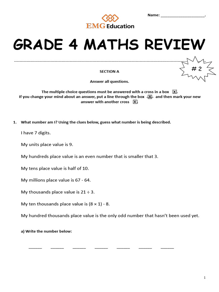 Grade 4 Maths Review Worksheet | PDF | Litre | Metrology