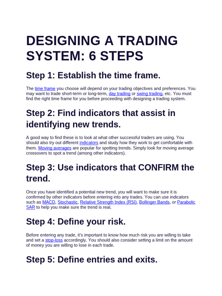 Designing A Trading System Pdf Algorithmic Trading Investing 