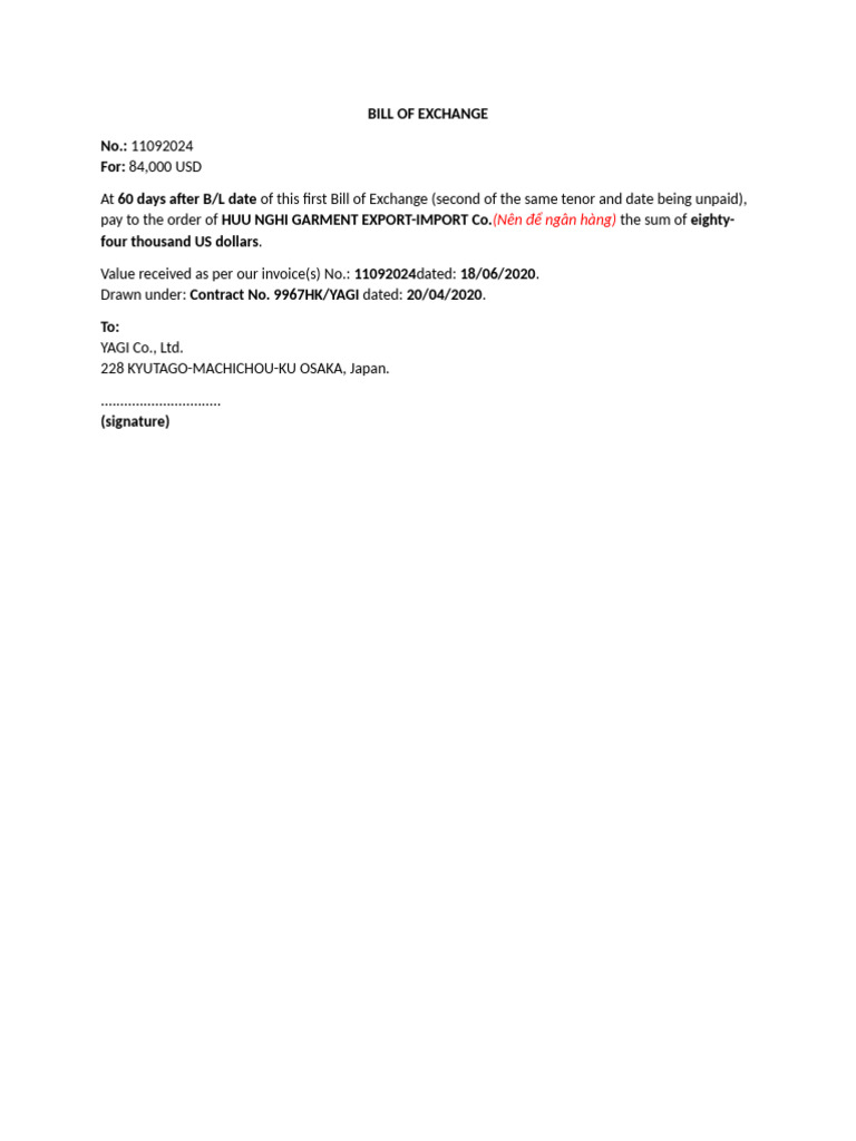 Bill of Exchange | PDF
