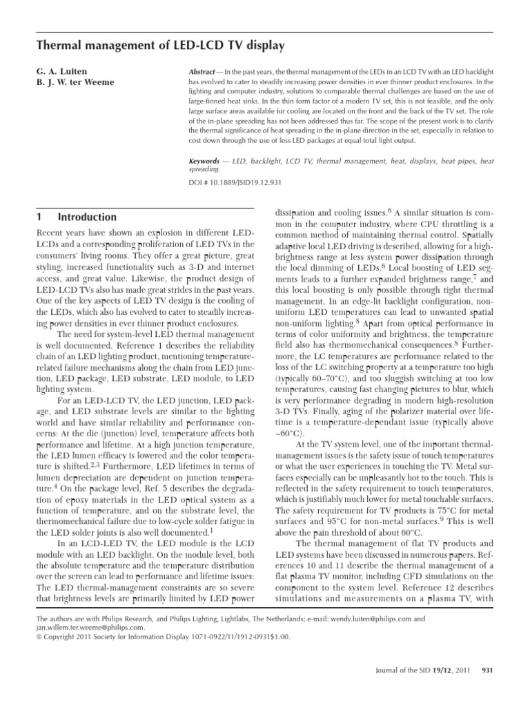 Thermal Management of LED-LCD TV Displayccchh | PDF | Heat Transfer ...