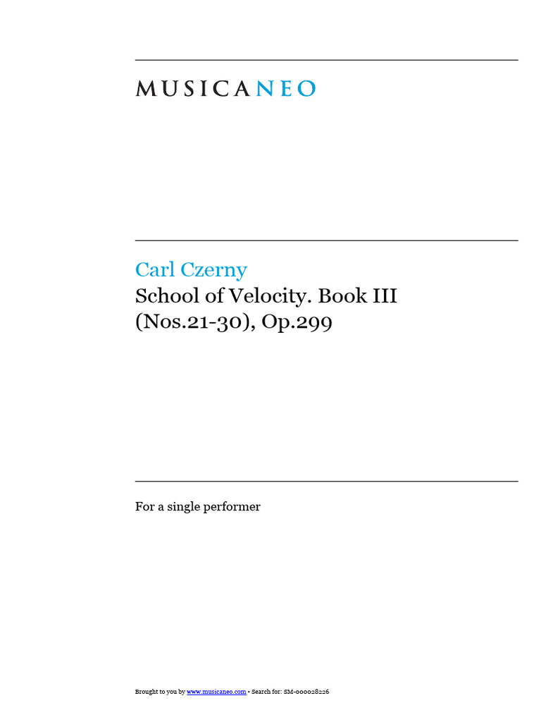 Czerny's School of Velocity Book III | PDF