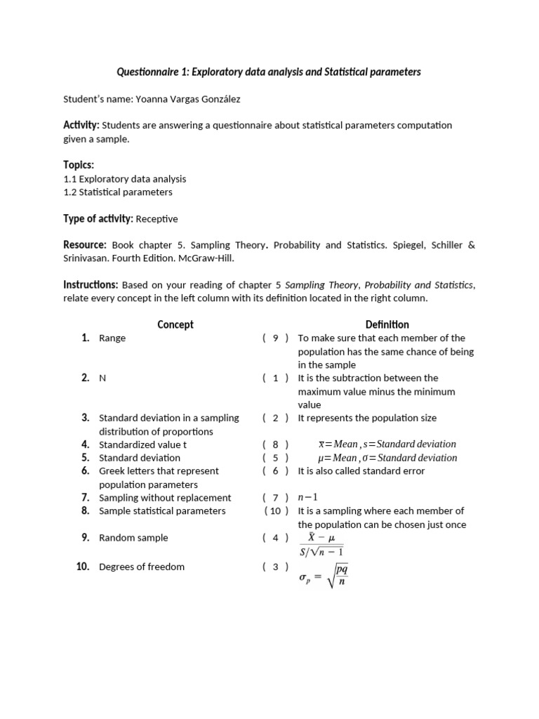 Questionnaire 1 | PDF